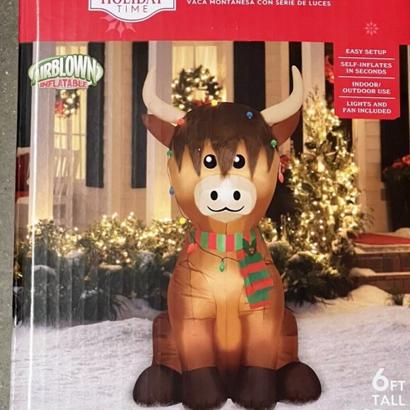 Holiday Time | Holiday | 6 Ft Highlander Cow Airblown Inflatable ...